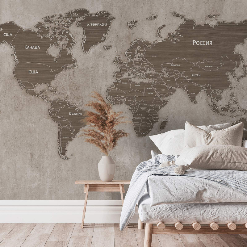 Купить фотообои Карта бетон, бежевый в интернет-магазине Bartonwall